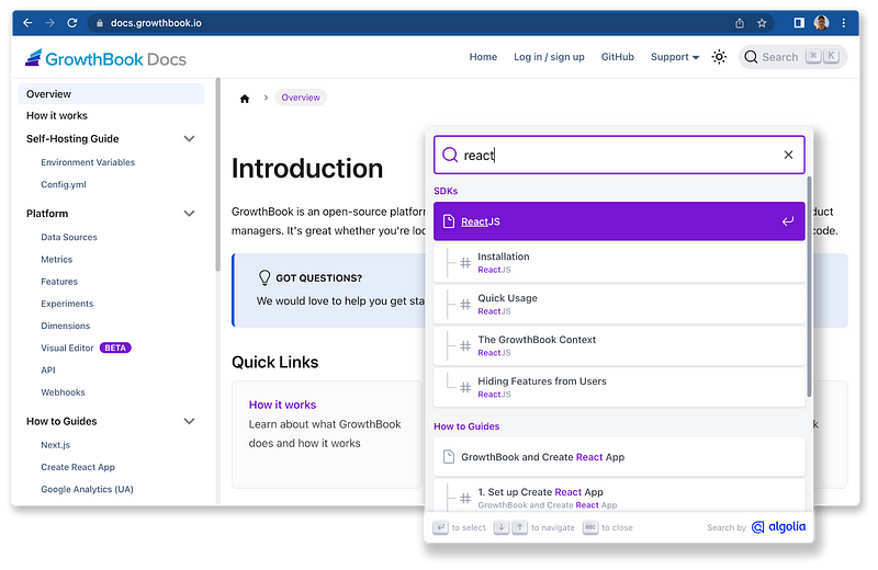 GrowthBook Version 1.8